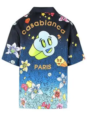 Casablanca Graffiti Repeat' Silk Shirt - Blue