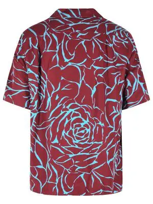 Dries Van Noten Carltone' Burgundy And Light Blue Viscose Shirt - Multicolor