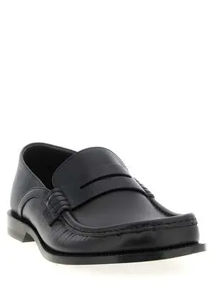 Loewe Campo Flap Back Loafers In Waxed Calf Leather