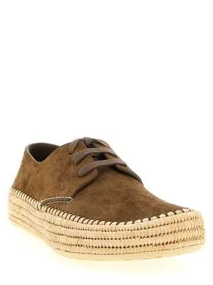 Loewe Rio Suede Lace Up Shoes With Embossed Anagram - Brown