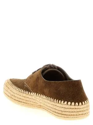 Loewe Rio Suede Lace Up Shoes With Embossed Anagram - Brown