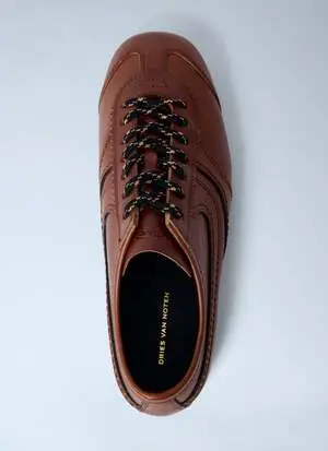 Dries Van Noten Leather Sneakers With Suede Trim - Multicolor