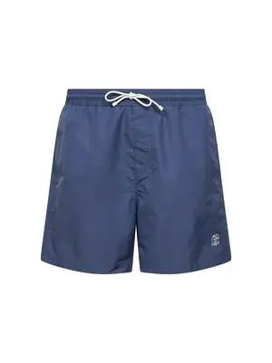 Brunello Cucinelli Nylon Swim Shorts With Drawstring Waist - Multicolor