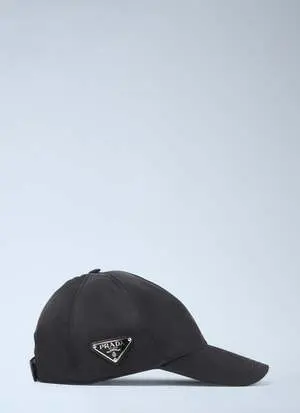 Prada Re-nylon Baseball Cap With Logo Plaque