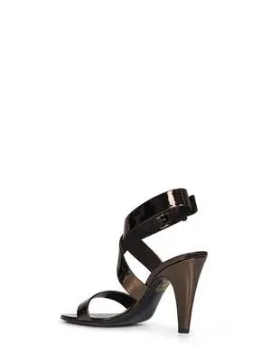 Alaïa Brun Metal Mirror-effect Leather Cone Sandals