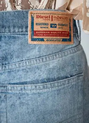 DIESEL® 1971 D-sent Wide-leg Distressed Jeans - Blue