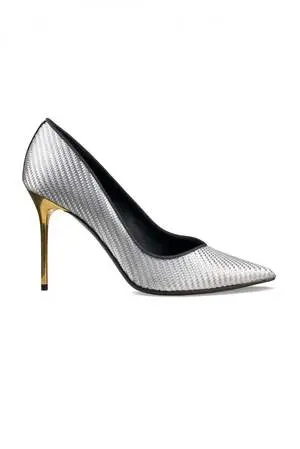 Balmain Metallic Stiletto Pumps - Silver