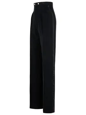 MAISON MARGIELA Wool High Waist Pleated Pants - Black