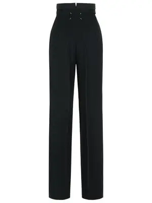 MAISON MARGIELA Wool High Waist Pleated Pants - Black