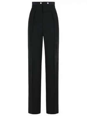 MAISON MARGIELA Wool High Waist Pleated Pants - Black