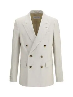 Dries Van Noten Barry Blazer In A Cotton And Linen Herringbone Blend