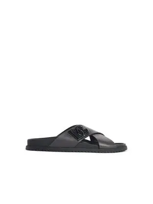 Dolce & Gabbana Leather Sliders - Brown