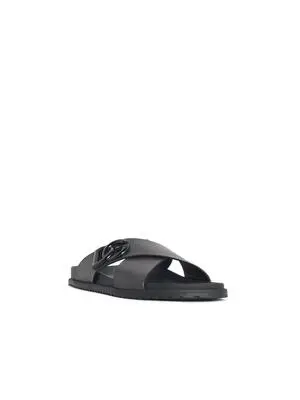 Dolce & Gabbana Leather Sliders - Brown