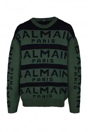 Balmain Wool Knit Sweater - Green