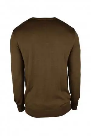 Balmain Khaki Wool Sweater With White Logo - Yellow