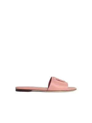 Dolce & Gabbana Embossed Leather Slippers - Pink