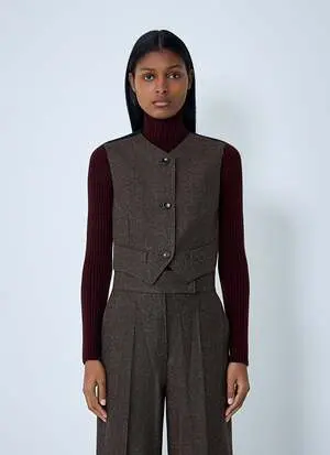 Max Mara Wool Twill Waistcoat - Brown