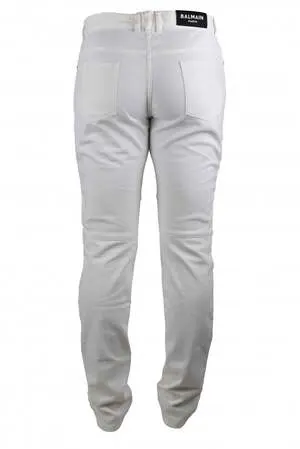 Balmain Skinny Jeans With Zippered Pockets And Knee Detail