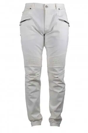 Balmain Balmain White Skinny Jeans With Zippered Pockets And Knee Detail White