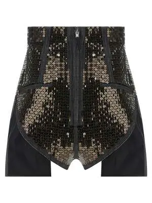 Rick Owens Dirt Cuoffs Sequined High-waisted Denim Shorts