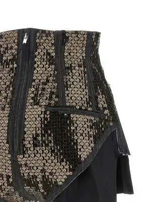 Rick Owens Dirt Cuoffs Sequined High-waisted Denim Shorts