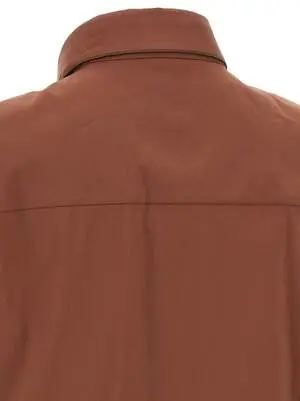 Brunello Cucinelli Sleeveless Shirt With Monile Trim - Brown