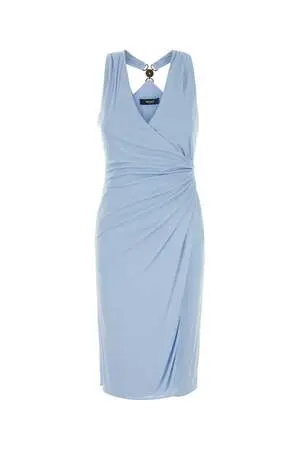 Versace Light Jersey Dress With Embellishment