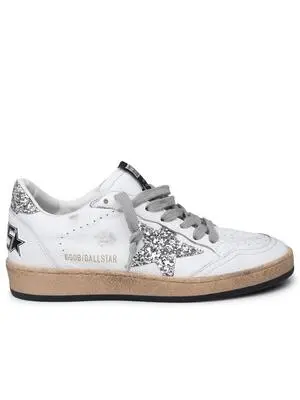 GOLDEN GOOSE Superstar Leather Sneakers With Glitter Star Detail - White