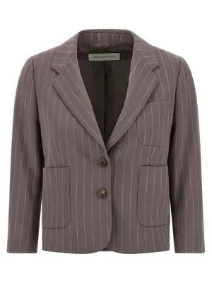 Dries Van Noten Bamis Pinstripe Wool Blazer - Gray