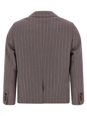 Dries Van Noten Bamis Pinstripe Wool Blazer - Gray