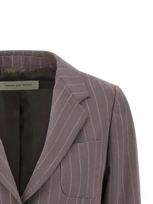 Dries Van Noten Bamis Pinstripe Wool Blazer - Gray