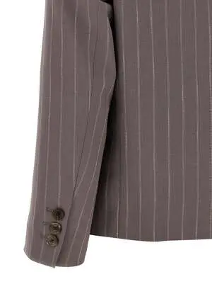 Dries Van Noten Bamis Pinstripe Wool Blazer - Gray