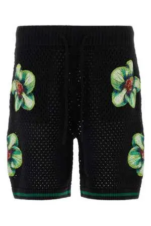 Casablanca Crochet Floral Bermuda Shorts - Black
