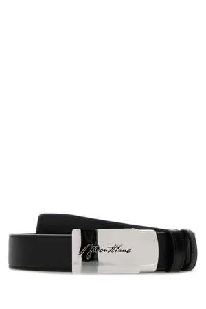 Montblanc Leather Reversible Belt With Silver Metal Finishing - Black