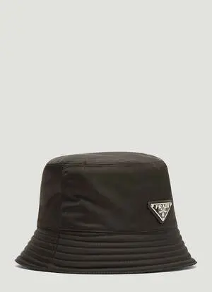 Prada Nylon Logo Bucket Hat - Black