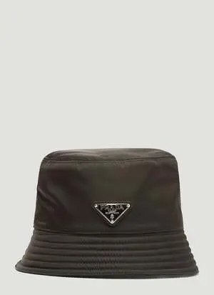 Prada Nylon Logo Bucket Hat - Black