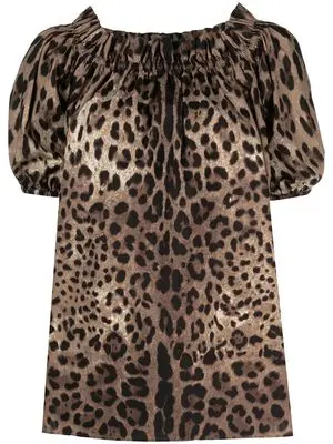 Dolce & Gabbana Leopard Print Poplin Top - Multicolor