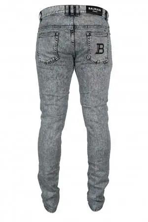 Balmain Jeans With Logo Detail - Gray