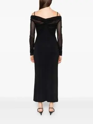 Max Mara Viscose Jersey Dress With Gathered Tulle Inserts