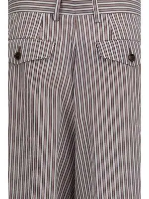 Dries Van Noten Striped Pleated Wide-leg Trousers - Brown