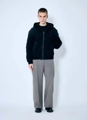 Prada Denim Hooded Jacket With Logo Plaque