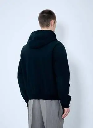 Prada Denim Hooded Jacket With Logo Plaque