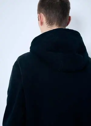Prada Denim Hooded Jacket With Logo Plaque