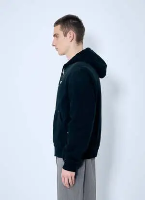 Prada Denim Hooded Jacket With Logo Plaque