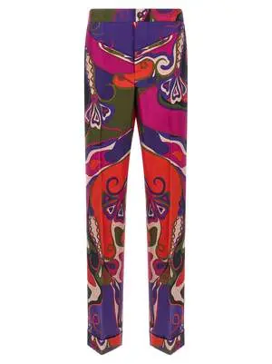 Emilio Pucci Patterned Silk Twill Trousers - Multicolor