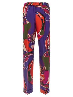 Emilio Pucci Patterned Silk Twill Trousers - Multicolor