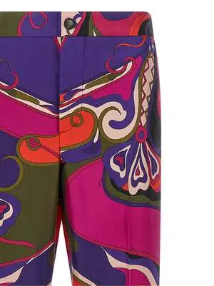Emilio Pucci Patterned Silk Twill Trousers - Multicolor