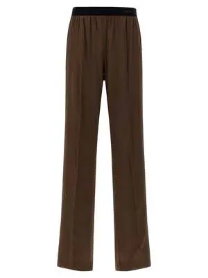 TOM FORD Stretch Silk Satin Pajama Style Pants - Brown