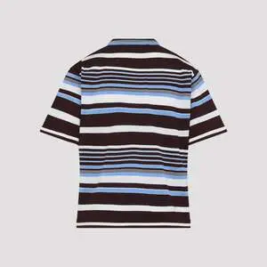 Prada Striped Cotton T-shirt With Logo Inlay