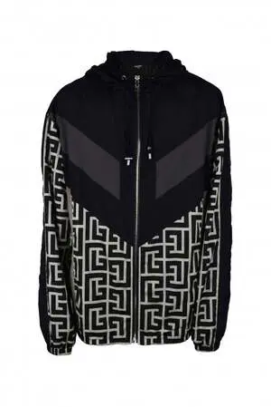 Balmain Nylon Bomber Jacket With Logo Detail - Black